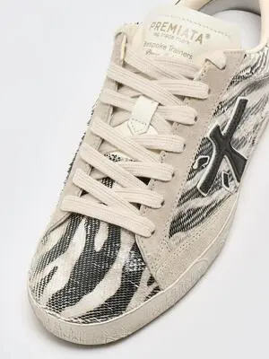 Premiata Stevend Leather And Glitter Sneakers - Multicolor