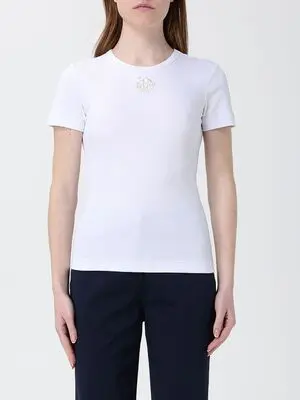 Pinko Jersey Crew Neck T-shirt With Embroidered Logo - White 1