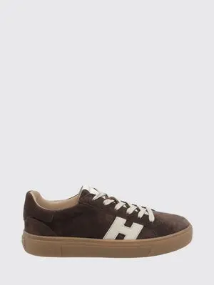 Hogan H705 Sneakers In Calfskin And Suede With Contrasting H Logo - Brown
