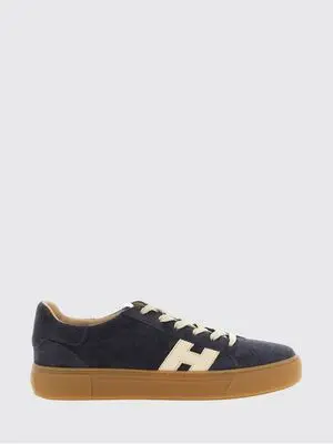 Hogan H705 Sneakers In Calfskin And Suede With Contrasting H Logo - Navy