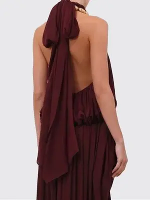 Zimmermann Cropped Silk Halterneck Top With Jeweled Collar - Wine