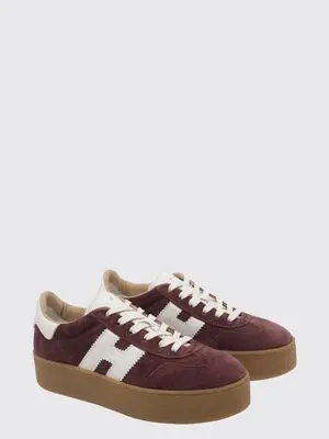 Hogan Suede Leather Platform Sneakers With H Logo - Red