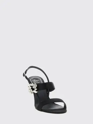 ROGER VIVIER Efflorescence Satin Slingback Sandals With Jewel Buckle