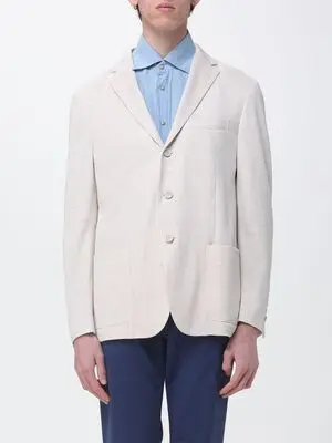Eleventy Single-breasted Linen And Cotton Blazer - Sand