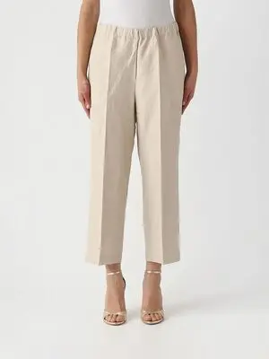 Liviana Conti Linen Blend Cropped Trousers - Beige