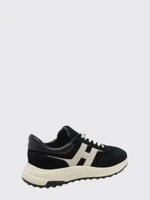 Hogan Hyperlight Suede Leather Sneakers With Chunky Sole - Black