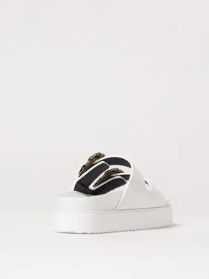 Versace Patent Sandals With Embellished Buckles - White