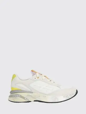 Premiata Moerund Laminated Leather And Mesh Sneakers - Ivory
