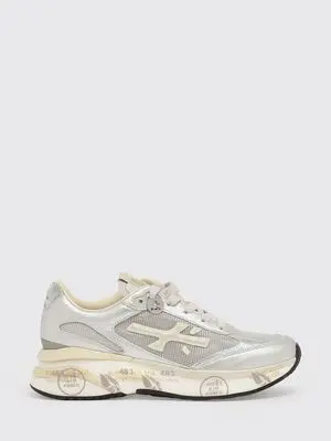 Premiata Moerund Laminated Leather And Mesh Sneakers - Silver