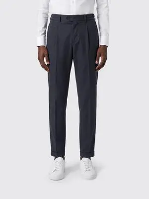 PT TORINO Slim Fit Chino Pants In A Linen And Cotton Blend With Belt Loops - Blue