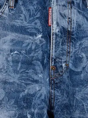 Dsquared2 Distressed Graphic Print Denim Shorts