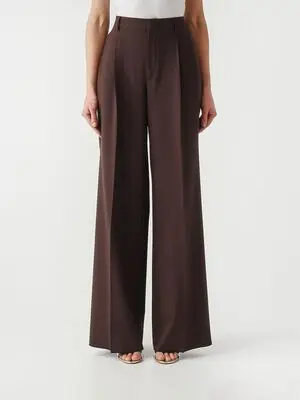 Tagliatore Stretch Virgin Wool Palazzo Trousers - Dark