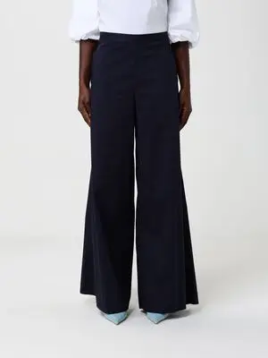 Liviana Conti Ilaria Cotton Blend Flared Trousers - Blue