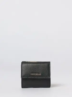 COCCINELLE Grained Leather Metallic Soft Wallet - Black