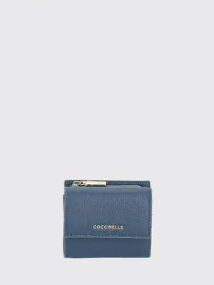 COCCINELLE Grained Leather Metallic Soft Wallet Blue
