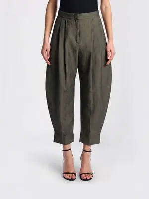 PT TORINO Cropped Fit Cotton And Linen Trousers - Brown