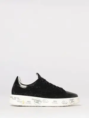 Premiata Belle Leather Sneakers With Rhinestones - Black
