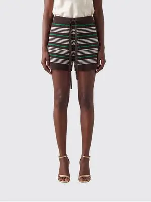 PAROSH Striped Knit Shorts With Drawstring Waist