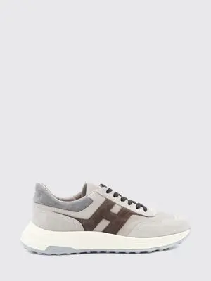 Hogan Hyperlight Sneakers In Calfskin And Suede With Contrasting Logo - Brown