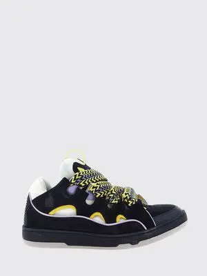 LANVIN Curb Leather And Mesh Sneakers With Bi Design And Rubber Sole - Blue