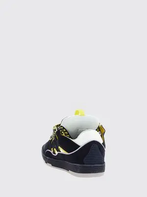 LANVIN Curb Leather And Mesh Sneakers With Bi Design And Rubber Sole