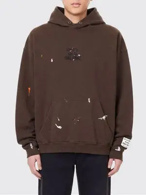 GALLERY DEPT. Oversized Abstract Print Cotton Hoodie - Brown