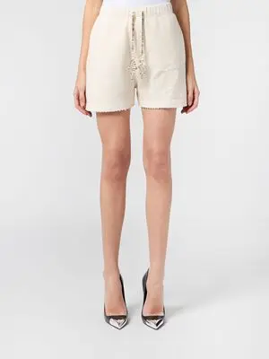Philipp Plein Jersey Jogging Shorts With Drawstring Waist And Tonal Logo Detail - White