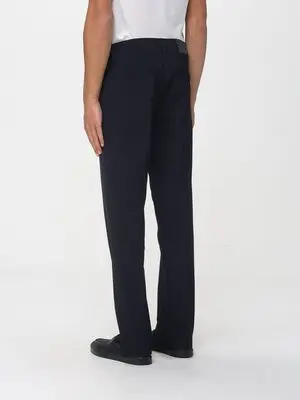 Emporio Armani Cotton Blend Slim Fit Trousers - Blue