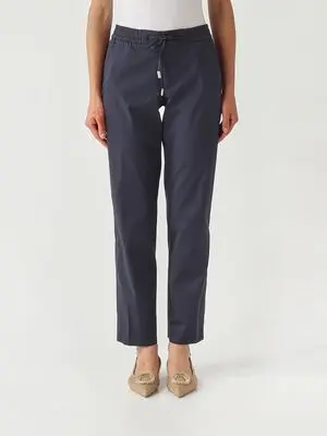 PT TORINO Stretch Cotton Blend Cropped Trousers - Navy