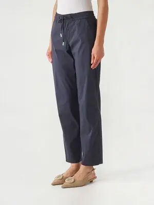 PT TORINO Stretch Cotton Blend Cropped Trousers - Navy