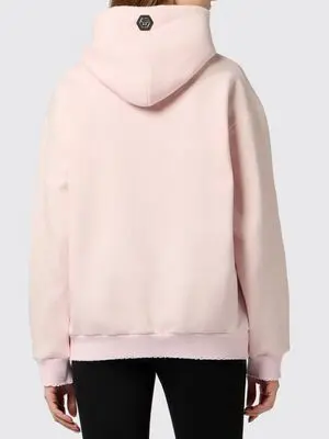 Philipp Plein Tennis Club Cotton Hoodie With Jeweled Drawstring - Fuchsia