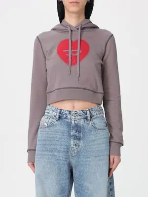 DIESEL® Cropped Logo Heart Hoodie - Grey