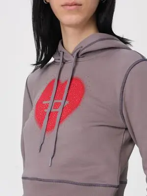 DIESEL® Cropped Logo Heart Hoodie - Grey