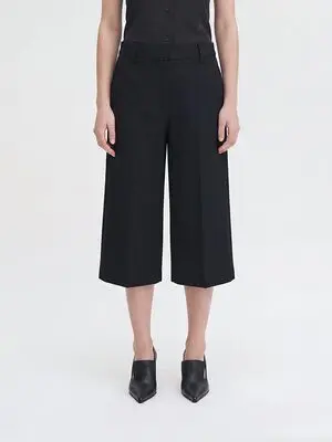 Filippa K Cropped High-waisted Tailored Trousers In Wool Blend - Black