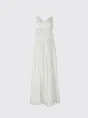 Raquel Diniz Off-the-shoulder Silk Dress With Lace Inserts