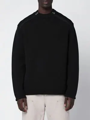 OAMC Textured Knit Pullover With Shoulder Detail - Black