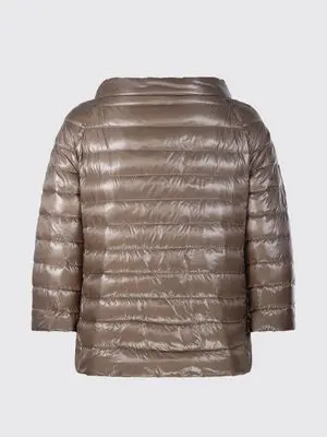 Herno Reversible Round-neck Cropped Down Jacket In Ultralight Nylon - Beige