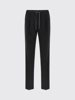 Incotex Slim Fit Trousers In Virgin Wool With Drawstring Waist - Black