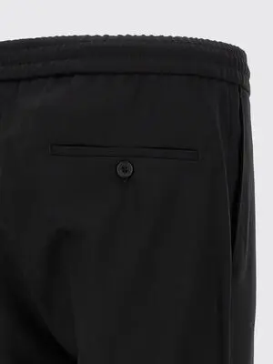 Incotex Slim Fit Trousers In Virgin Wool With Drawstring Waist - Black
