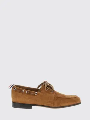 Thom Browne Suede Boat Shoes With Tricolour Flag