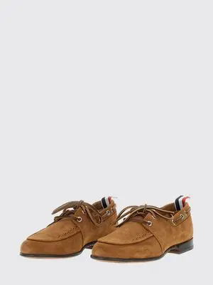 Thom Browne Suede Boat Shoes With Tricolour Flag