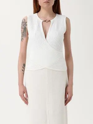 Just Cavalli Sleeveless Ribbed Knit Top With Chain Detail
