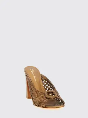 Santoni Woven And Perforated Leather Mules