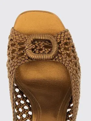 Santoni Woven And Perforated Leather Mules