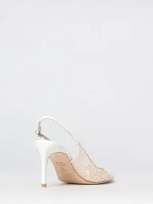 STUART WEITZMAN Lace Slingback Pumps With Mid Stiletto Heel