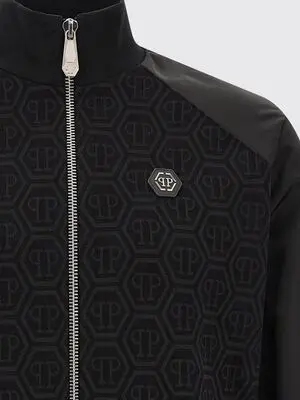 Philipp Plein Hexagon Logo High Neck Zip-up Cotton-blend Sweatshirt