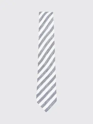 Tagliatore Regimental Linen And Silk Tie - Blue
