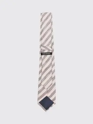 Tagliatore Regimental Striped Linen And Silk Tie - Dove Grey