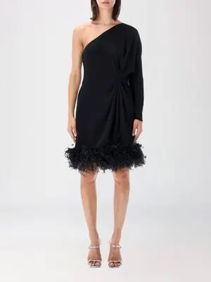 Valentino Garavani One-shoulder Silk Mini Evening Gown With Ostrich Feather Application