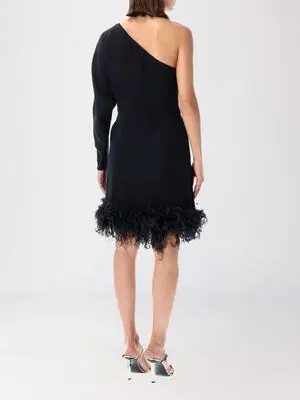 Valentino Garavani One-shoulder Silk Mini Evening Gown With Ostrich Feather Application